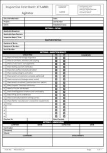 Inspection Test Sheet - ITS-M01 - Agitator - Workplace Health and ...