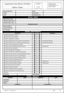 Inspection Test Sheet - ITS-M13 - Water Tanks - Workplace Health and ...
