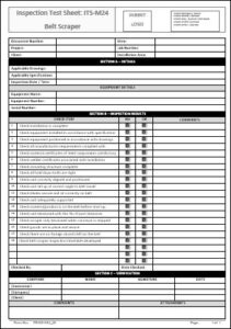Inspection Test Sheet - ITS-M24 - Belt Scraper - Workplace Health and ...