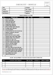 Checklist - Vehicle - Workplace Health and Safety | Inspections ...
