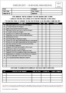 Checklist - Manual Handling - Workplace Health and Safety | Inspections ...
