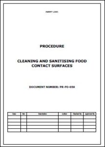 Procedure - Cleaning and Sanitizing Food Contact Surfaces - Workplace ...