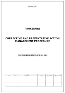 Procedure - Corrective and Preventative Action Management - Workplace ...