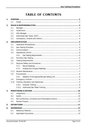 Procedure - Gas Testing - Workplace Health and Safety | Inspections ...